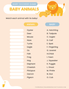 Adorable Baby Animals Baby Shower Game (with Free Printable)